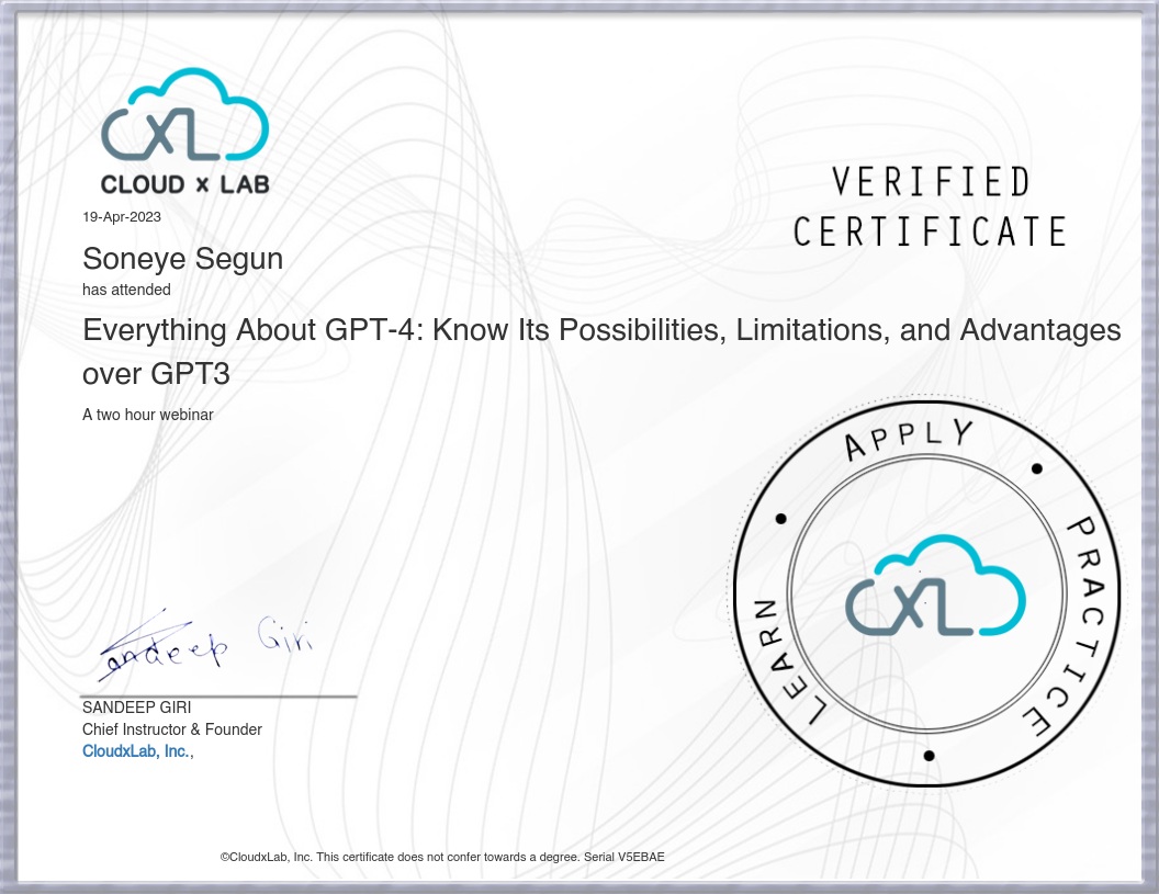 CloudxLab Certificate