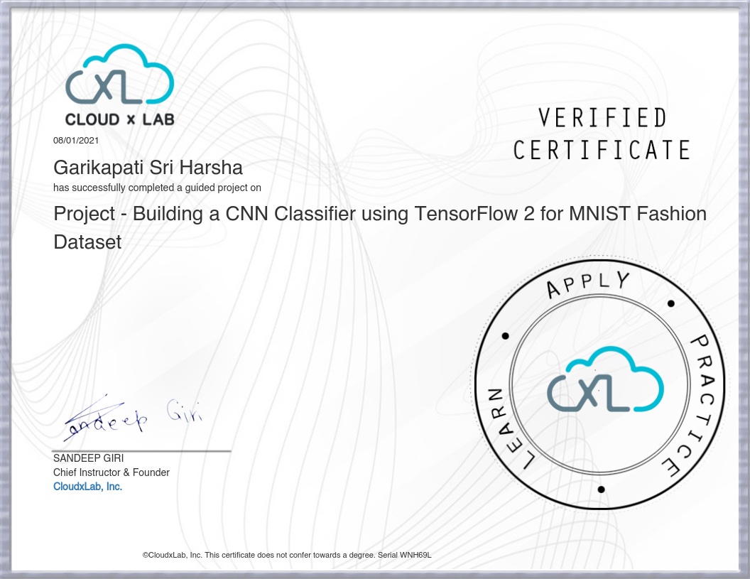 CloudxLab Certificate